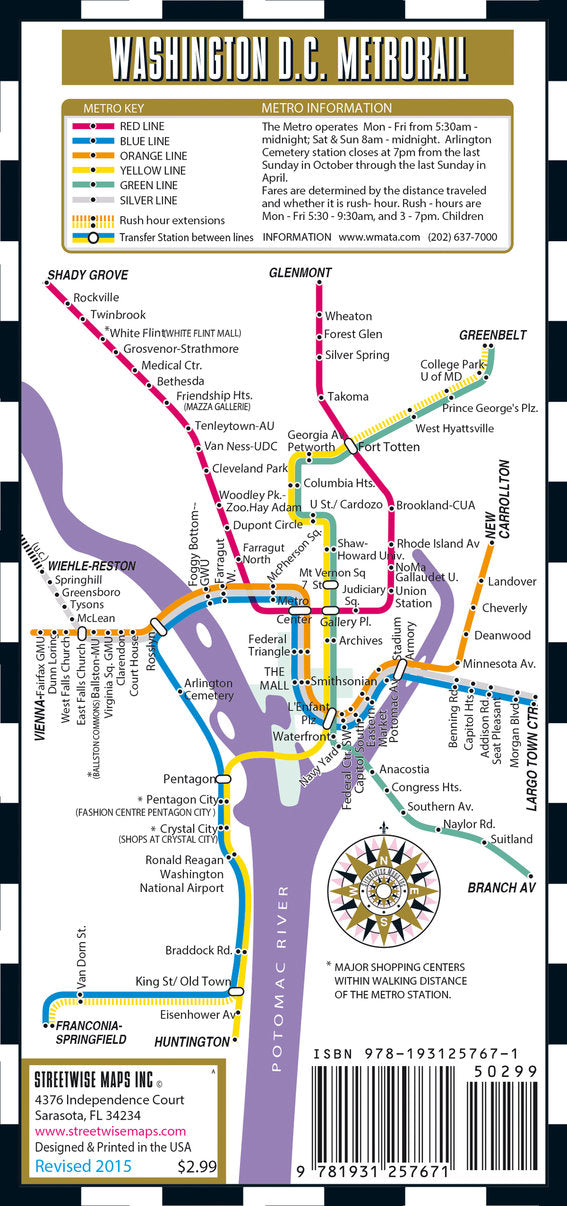 Streetwise Washingon Metro Map - Laminated Metro Map of Washington, DC ...