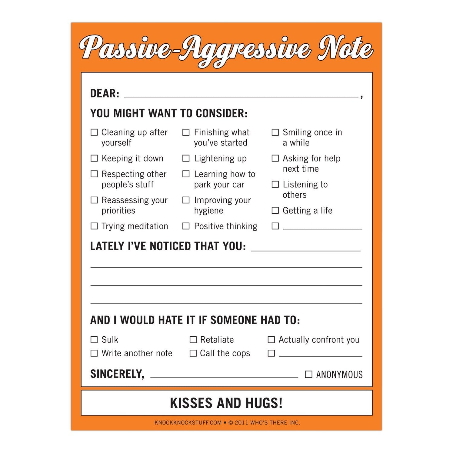 Knock Knock Passive Aggressive Nifty Note (Notepad/Sticky Notes ...